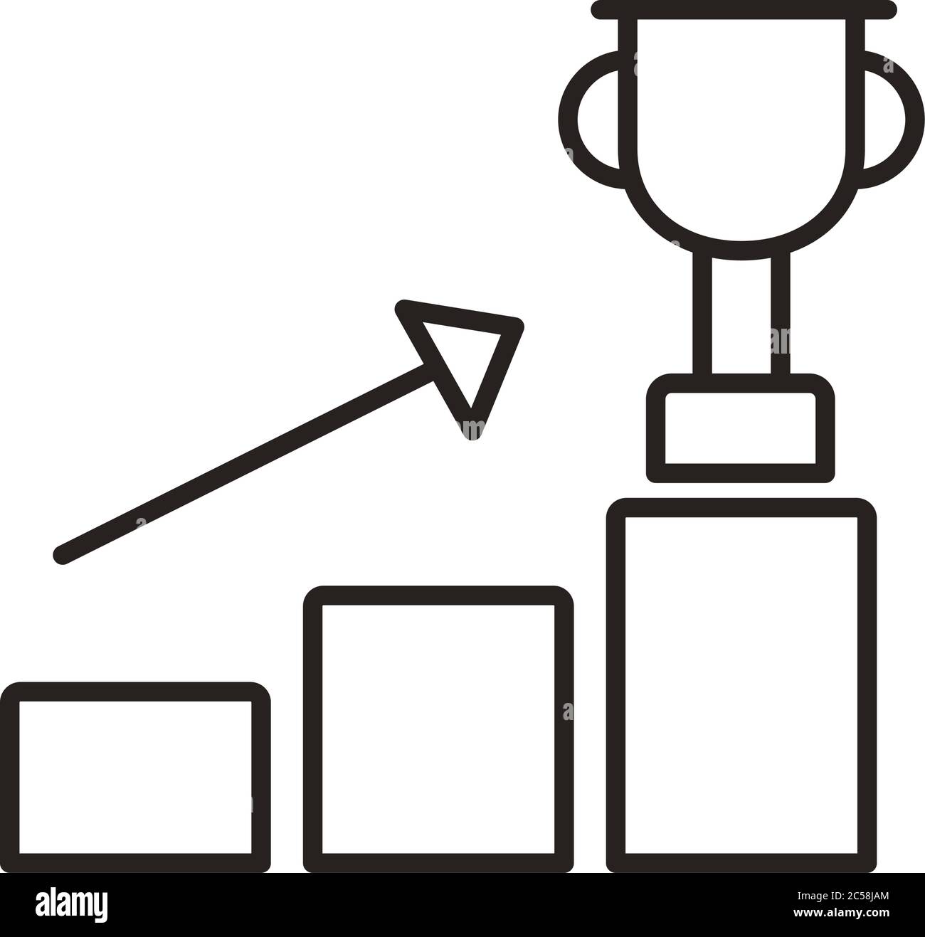 trophy cup in statistics bars with arrow line style icon vector ...