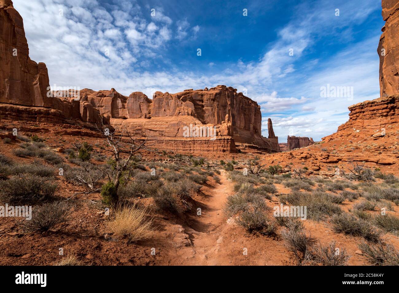 Scenic view of monolithic sandstone rock structures seen along the Park ...