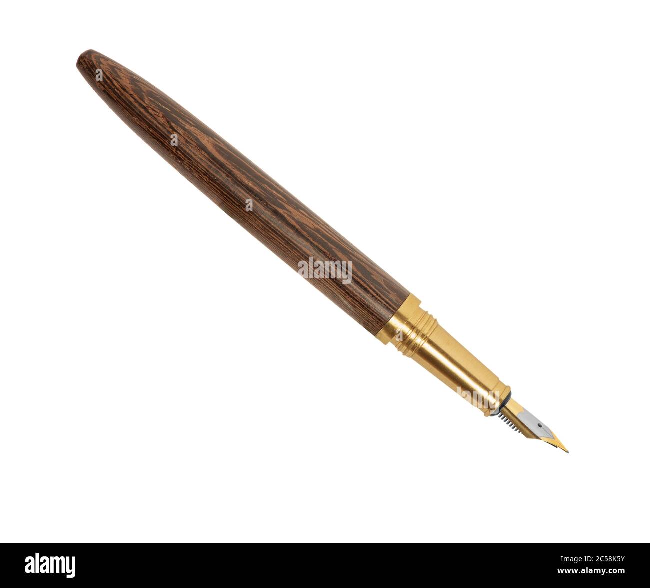 Old wooden fountain pen isolated on a white background with clipping ...