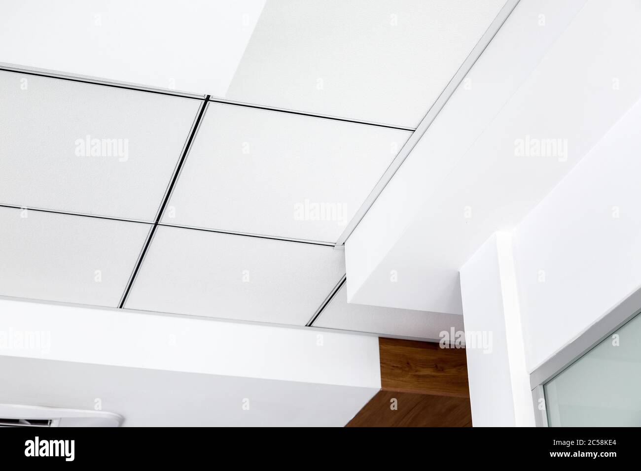 multi-level ceiling with three-dimensional protrusions and a suspended ...