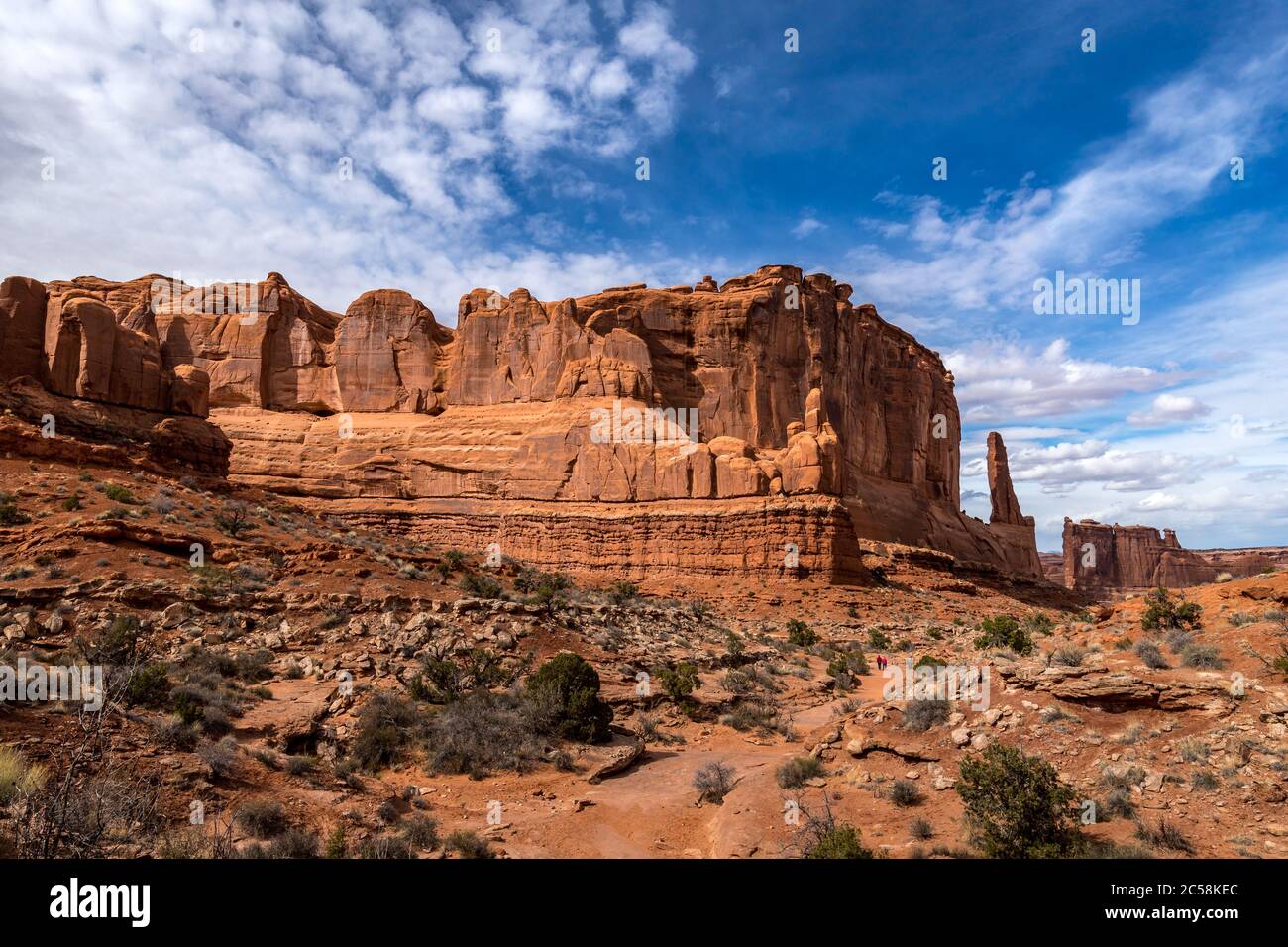 Scenic view of monolithic sandstone rock structures seen along the Park ...