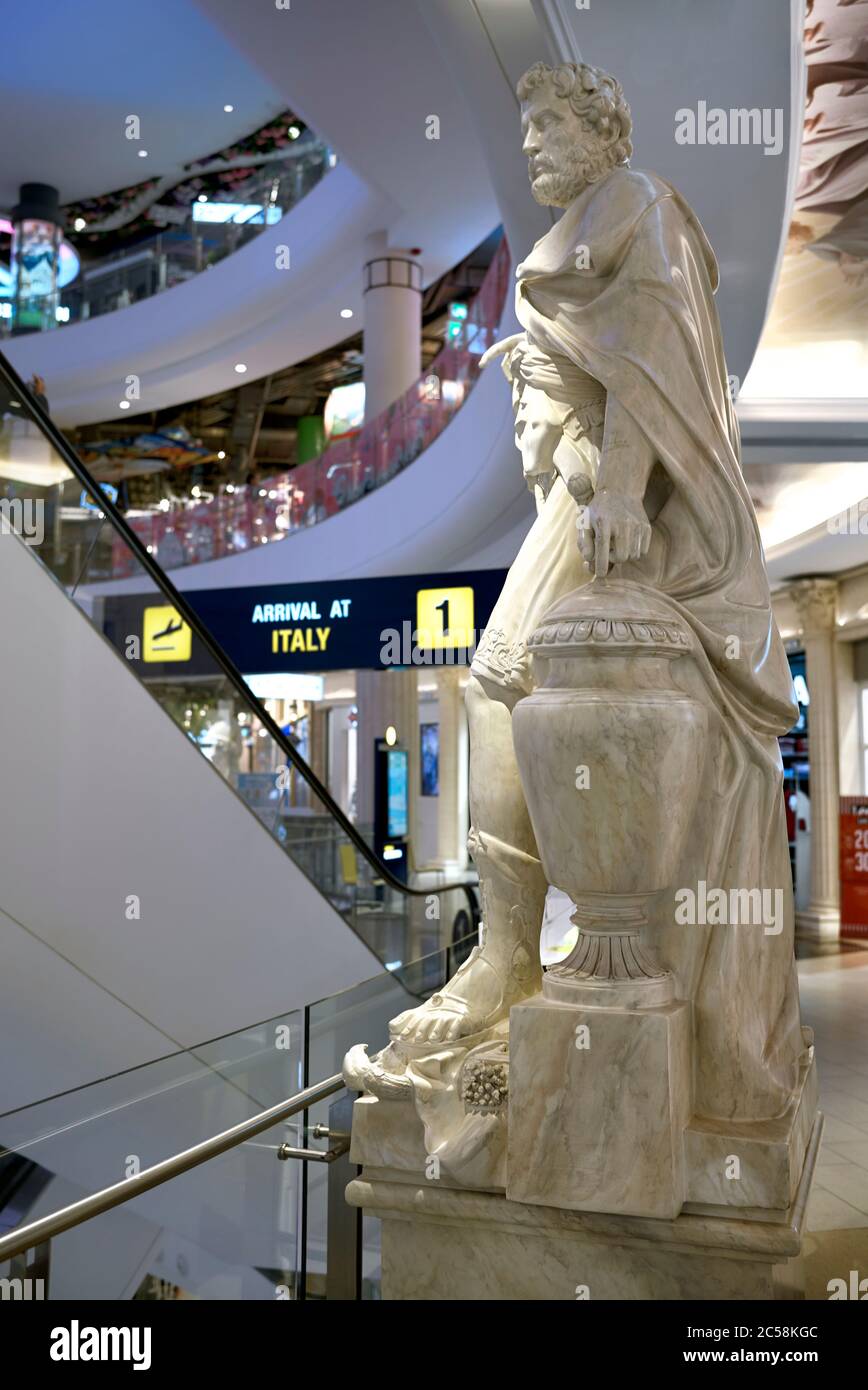 Terminal 21 interior. Roman statue feature on the Italian floor at ...