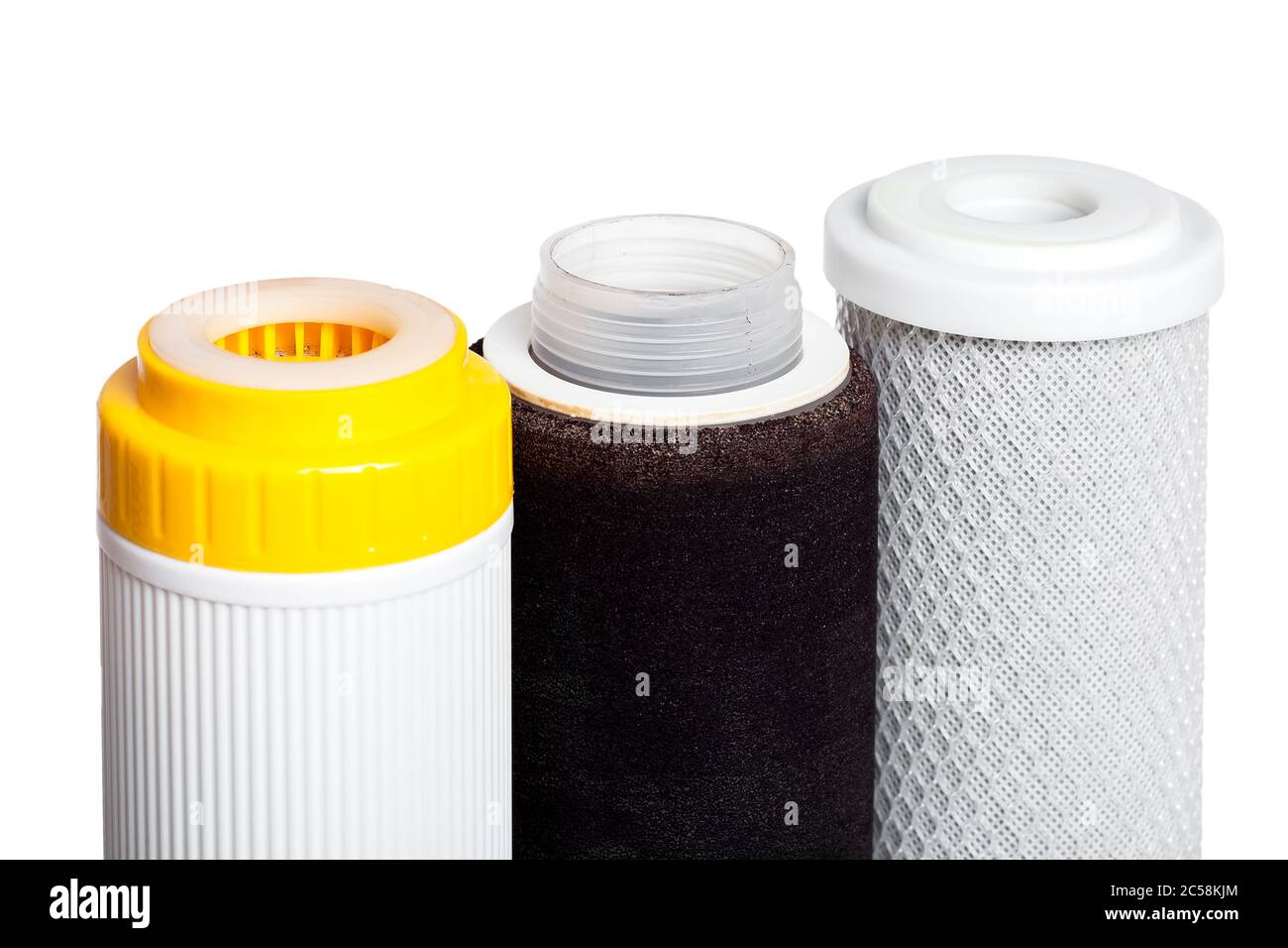 set of replaceable cartridges for a water purification filter with an ...