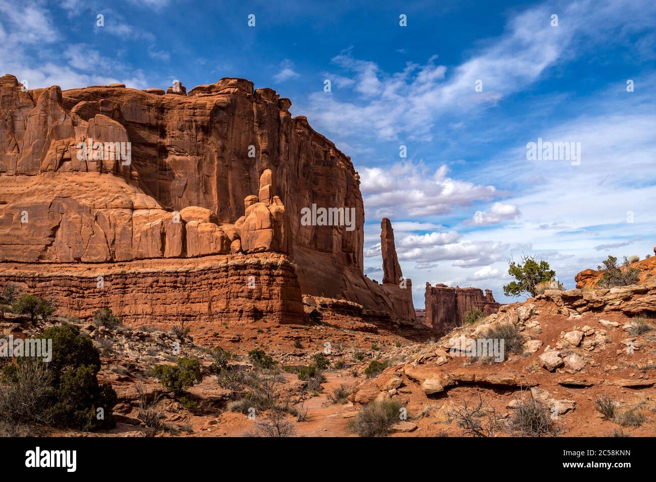 Scenic view of monolithic sandstone rock structures seen along the Park ...