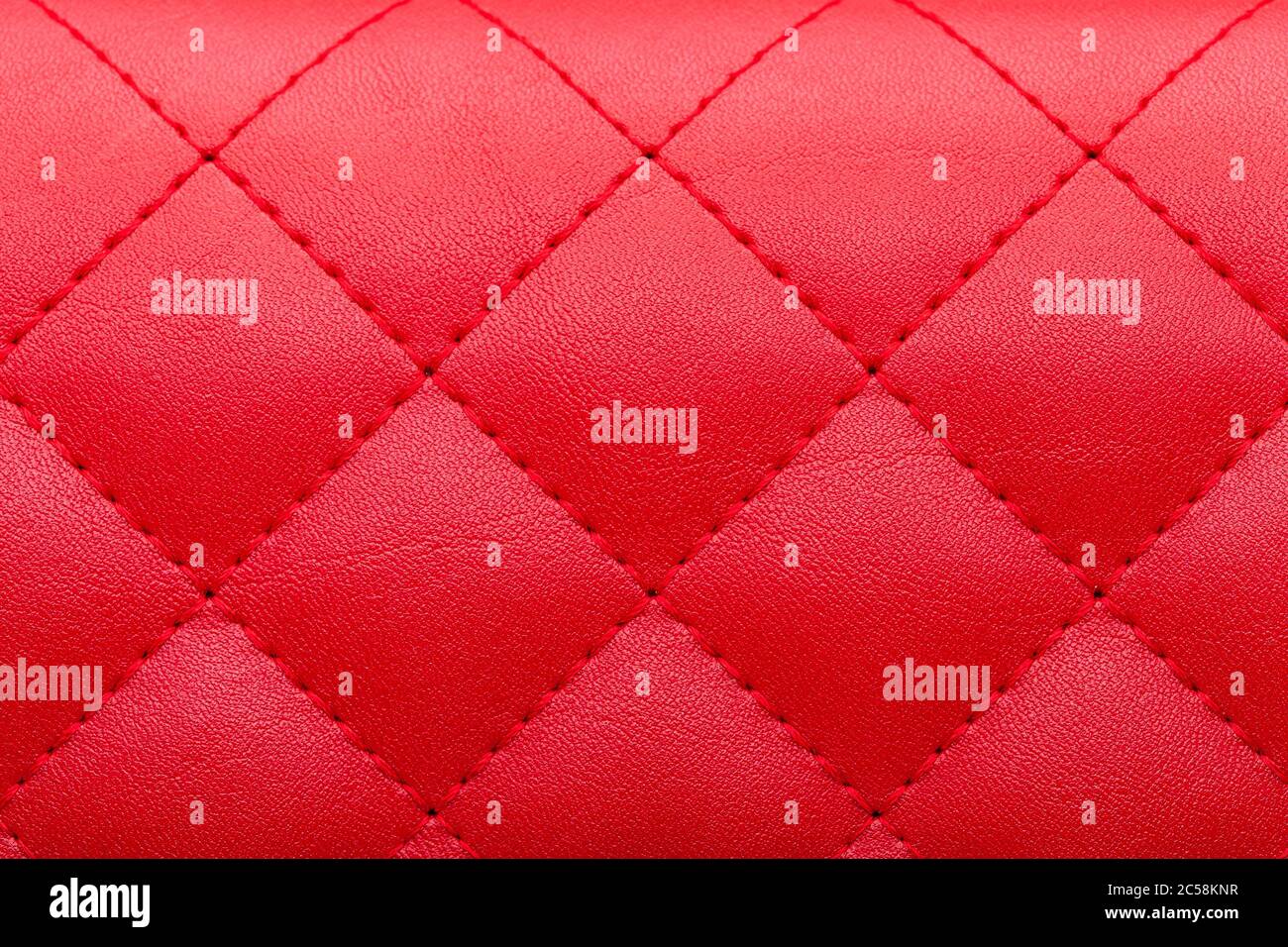 square red leather pattern stitched with thread seam, decorative ...