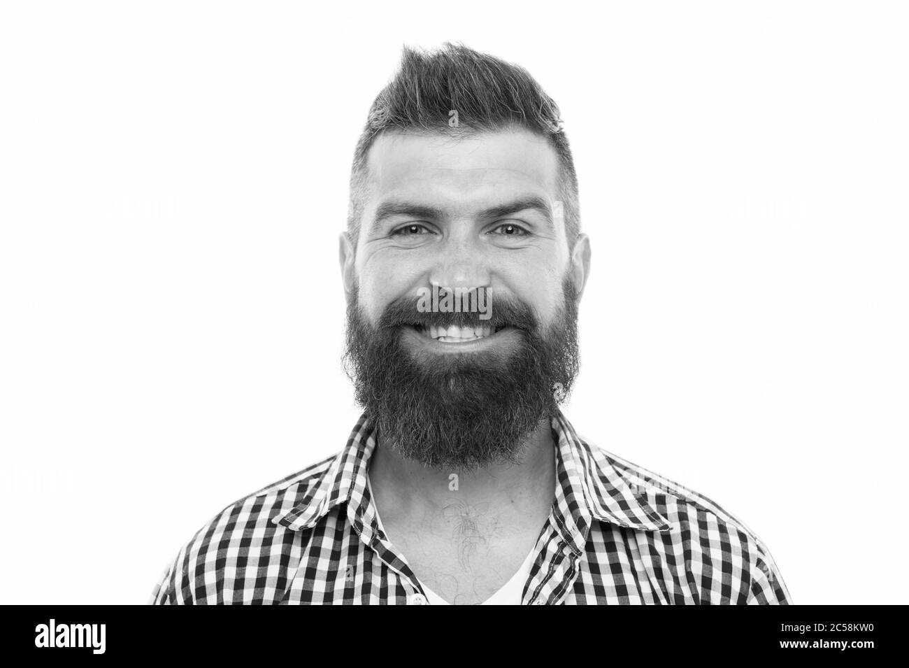 Bearded man smiling. Hipster with mustache and beard happy face ...