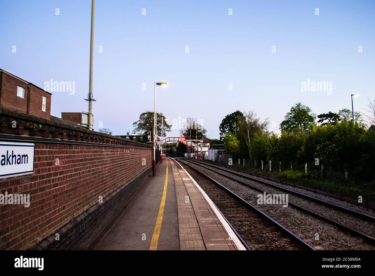 OAKHAM/RUTLAND, ENGLAND- 21 APRIL 2020: Oakham national rail train ...