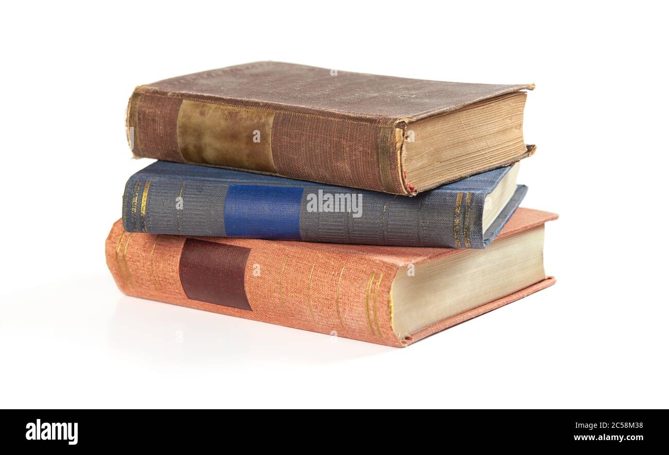 stack of old books isolated on white Stock Photo - Alamy