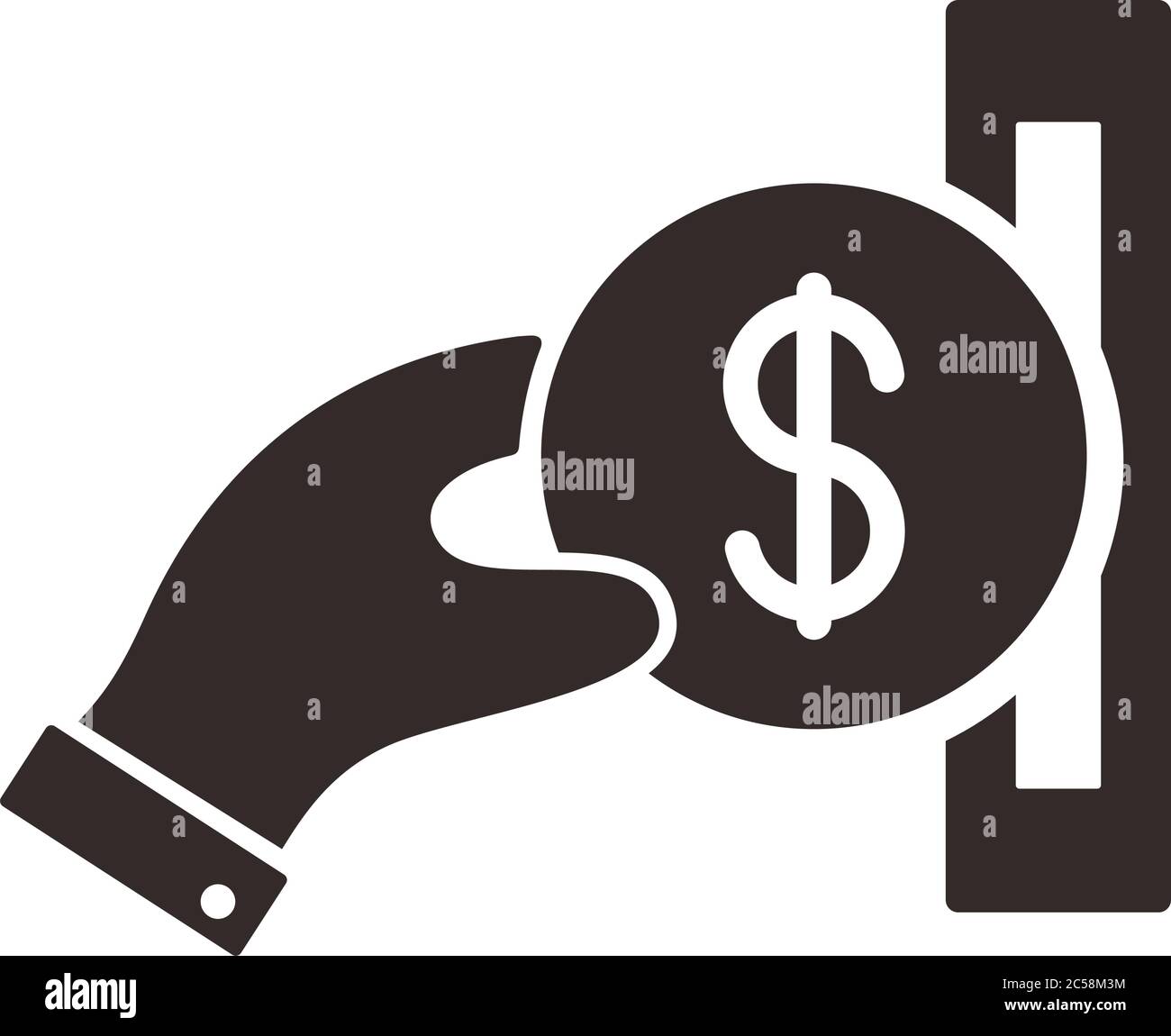 hand insert coin silhouette style icon vector illustration design Stock ...