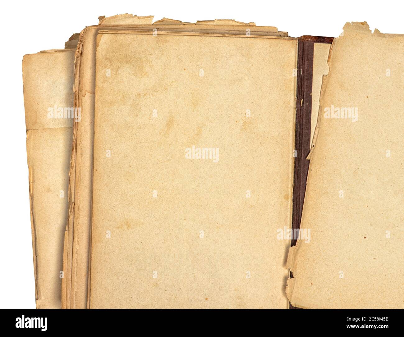 Opened old blank book with copy space. Top view. Clipping path Stock ...