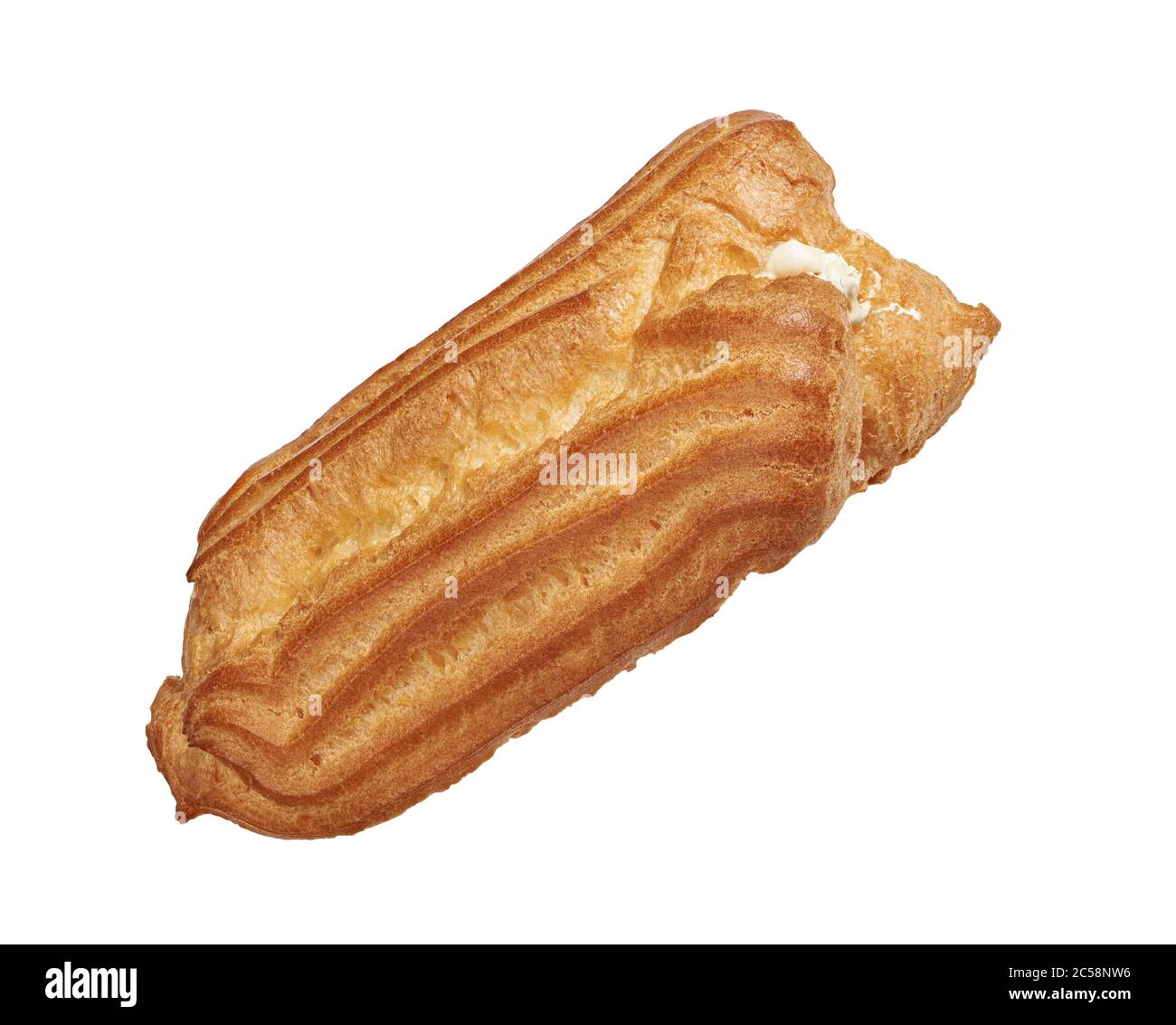 Traditional french eclair with cream. Isolated on white with clipping ...