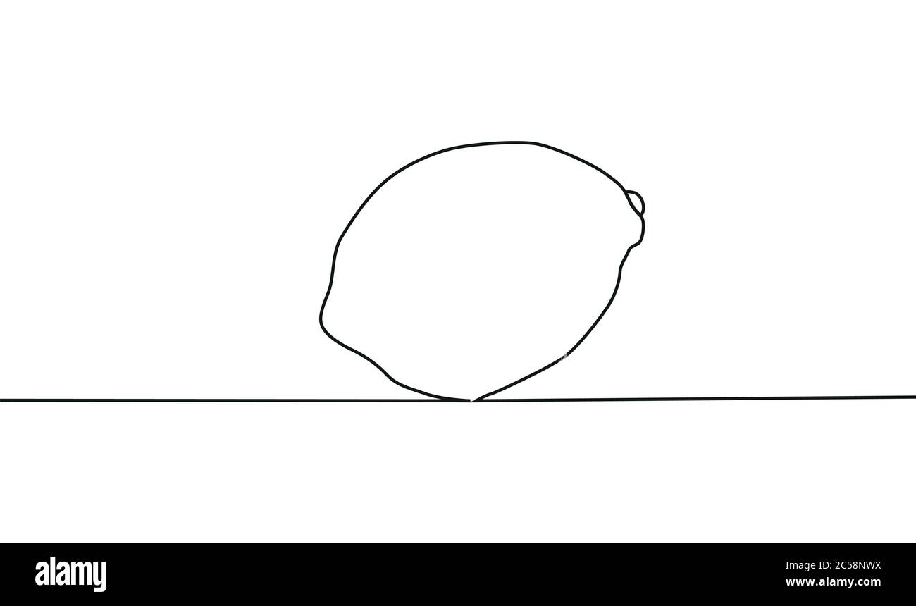 Lemon - one line drawing. Continuous line citrus fruit. Hand-drawn ...