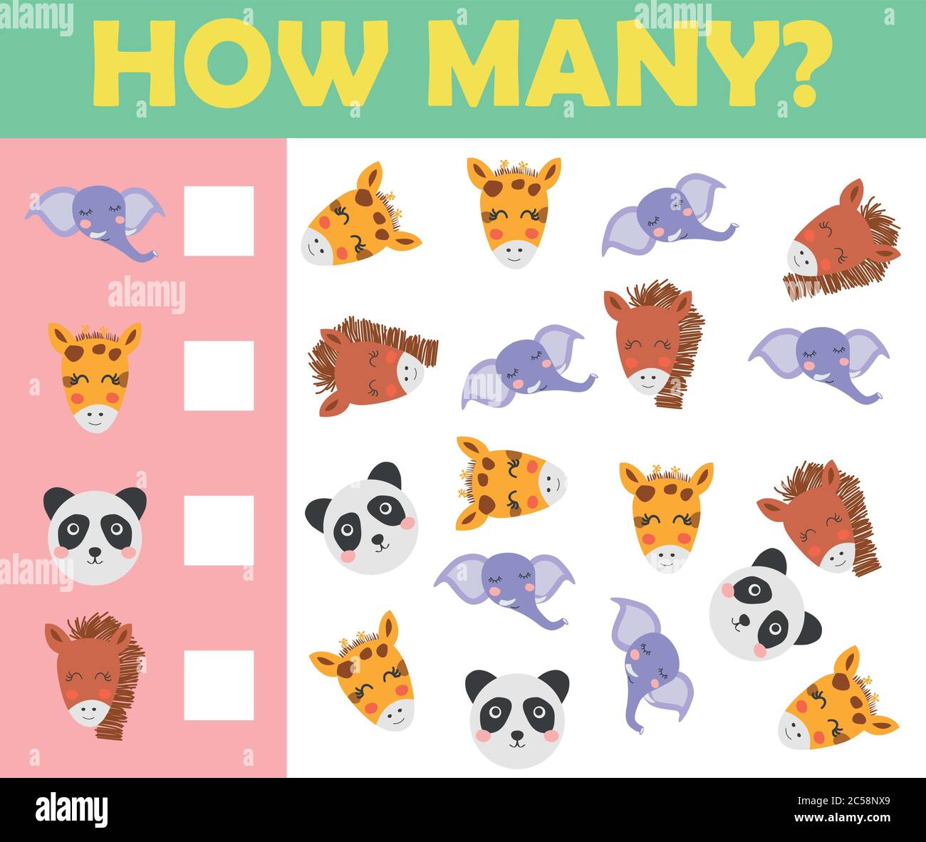 Cartoon Illustration of Education Mathematical Game of Animals Counting ...