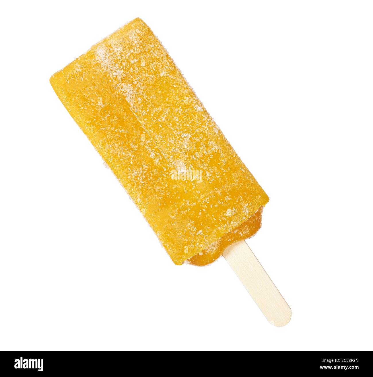 Yellow mango fruit popsicle ice cream stick isolated on the white ...