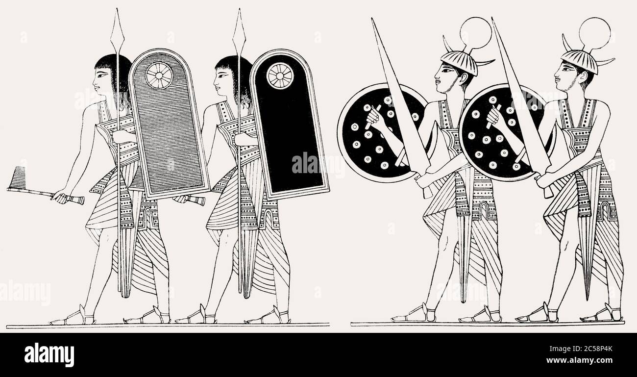 Sherden as bodyguards of Ramesses II, ancient Egyptian Pharaoh, Egypt ...