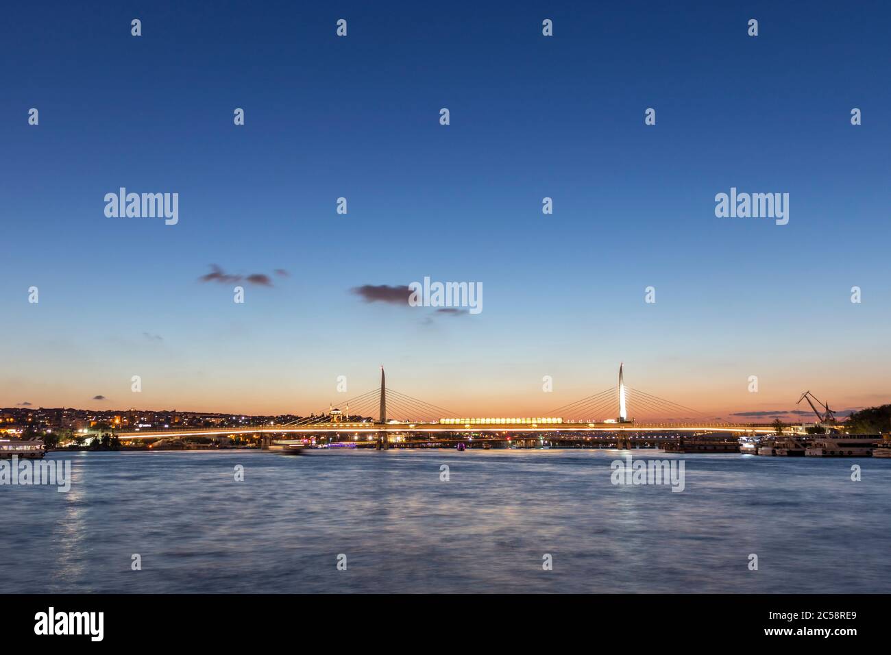 ISTANBUL, TURKEY - JULY 27, 2019: Amazing Sunset of Golden Horn near ...