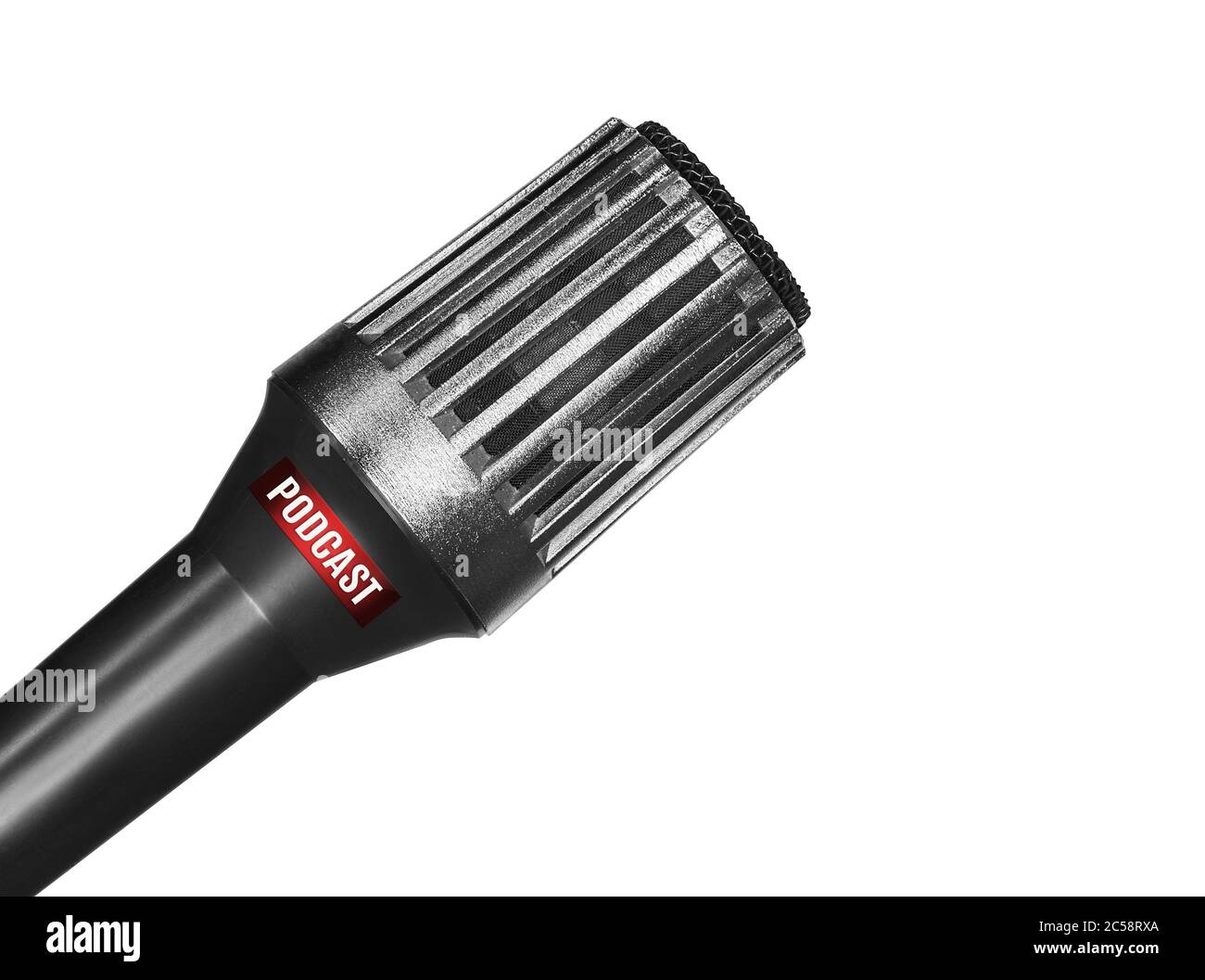Old retro microphone for recording podcasts isolated on white ...
