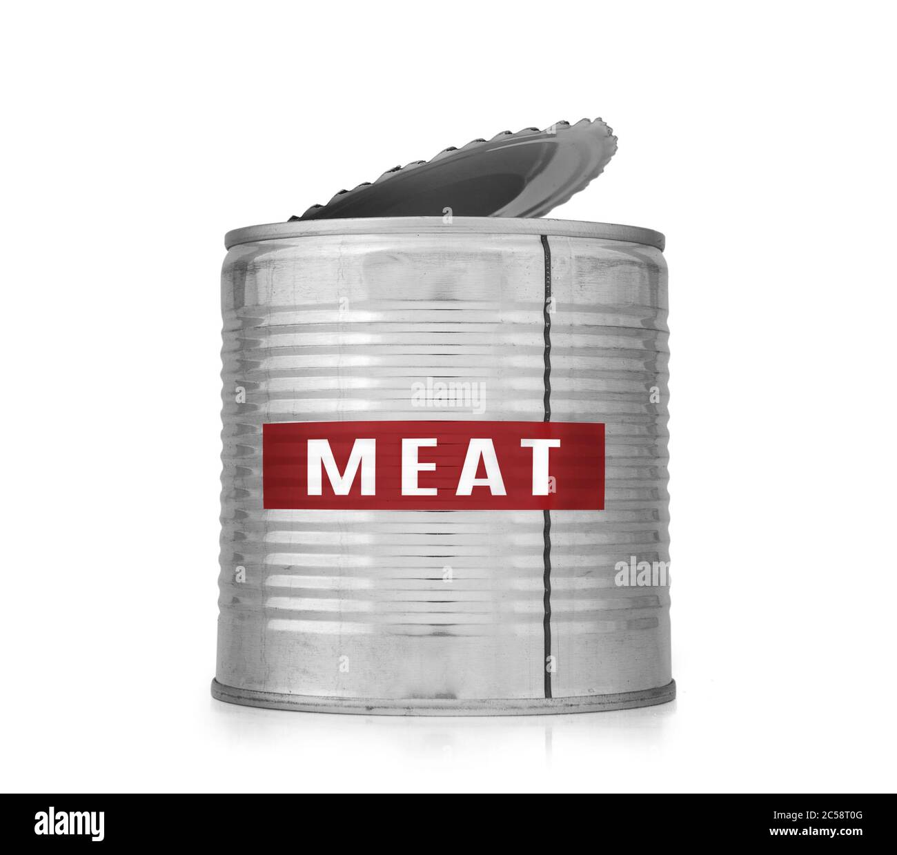 meat preserved. tin can isolated on white Stock Photo - Alamy