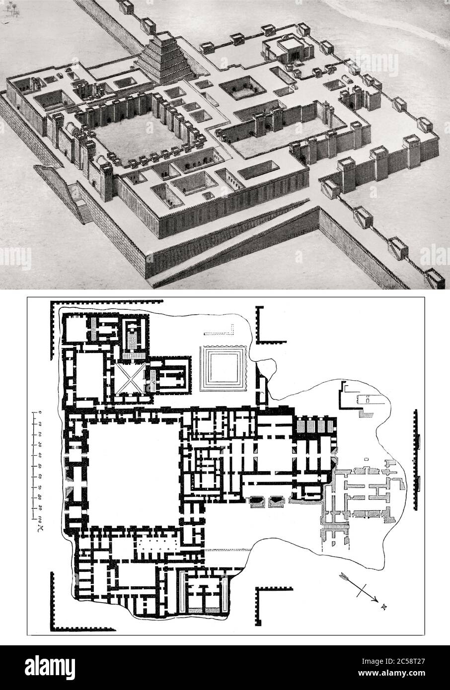 Reconstruction Drawing Of The Citadel Of Sargon Ii