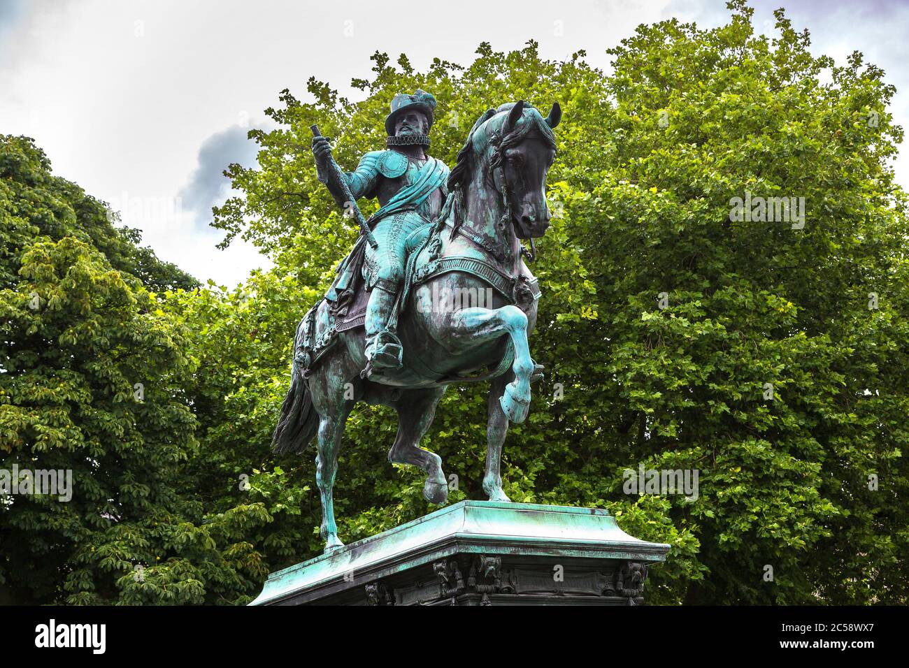 The statue of William I in Hague in a beautiful summer day, The ...