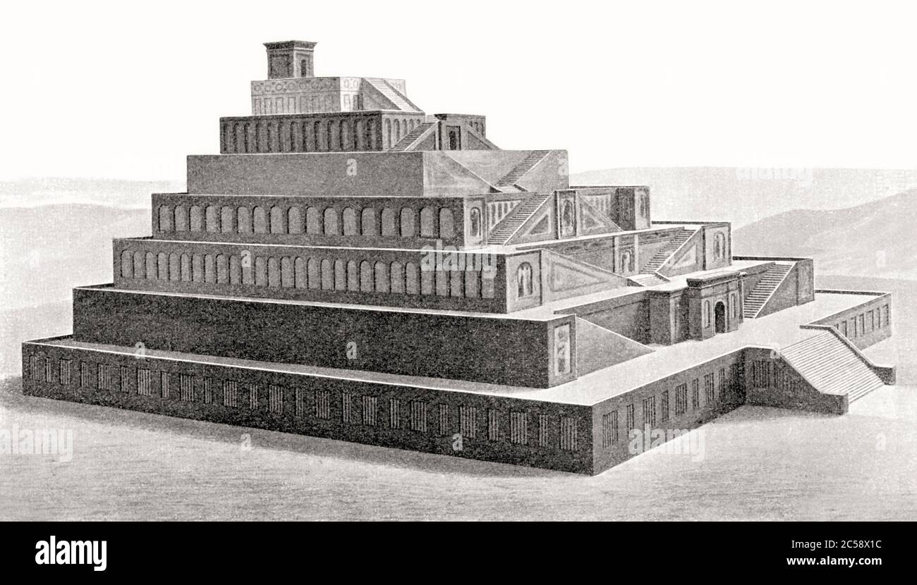 Temple of Bel in ancient Babylon, Reconstruction by William Simpson ...