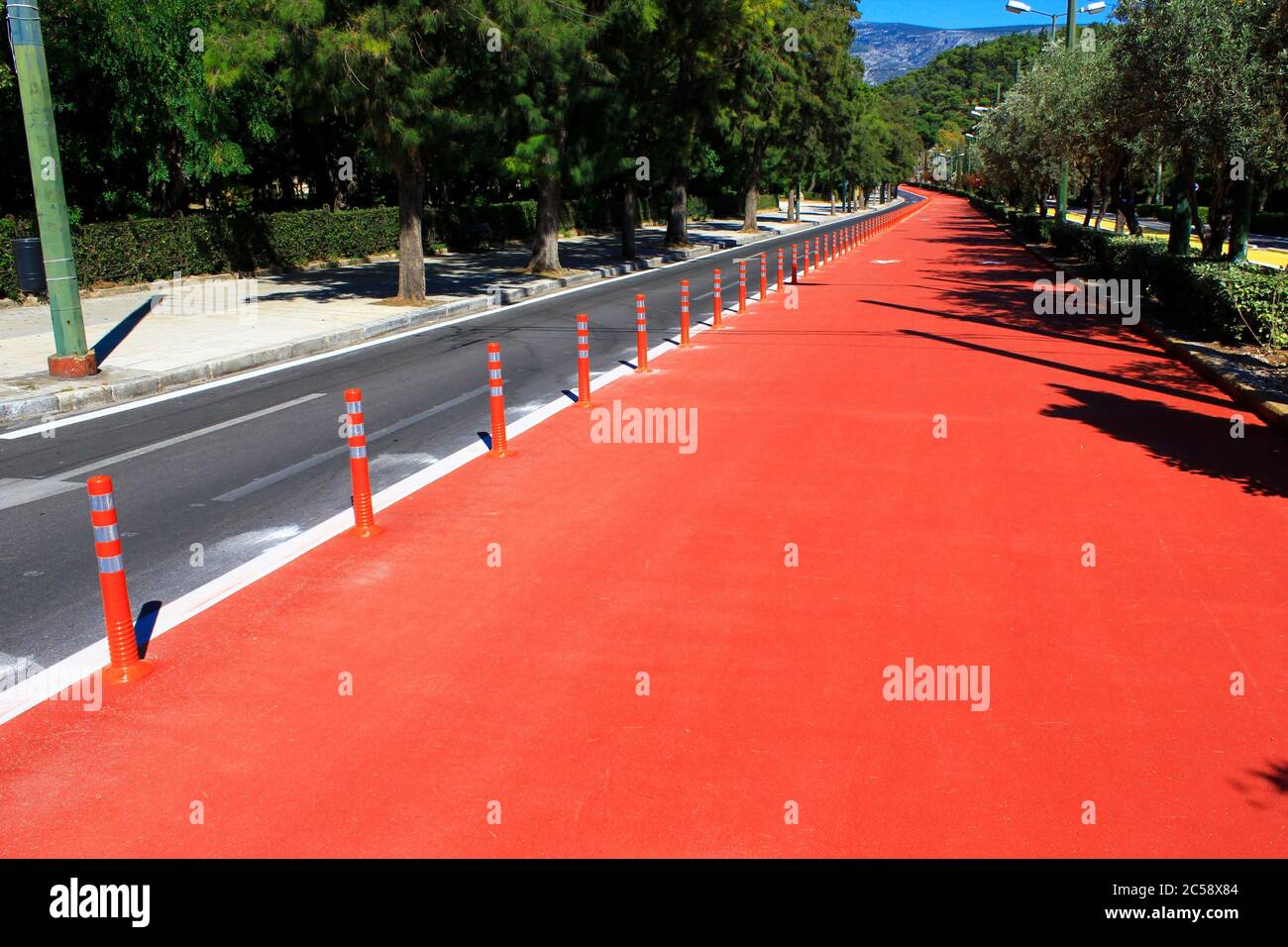 Greece, Athens, June 16 2020 - Pedestrian footway under construction ...