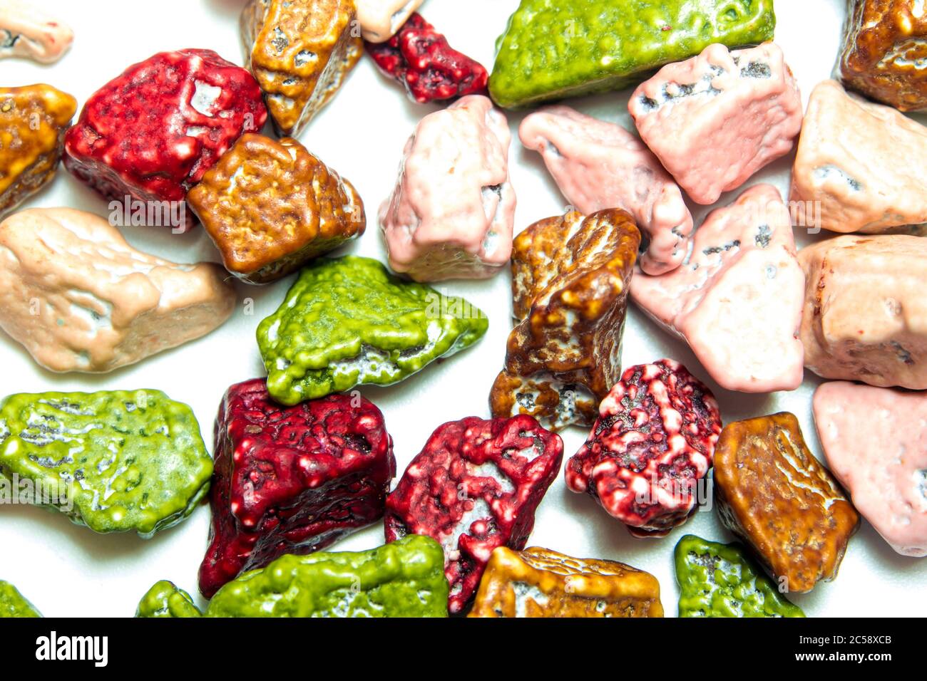 Colorful of sugar-coated chocolate candy which has The shape imitate ...