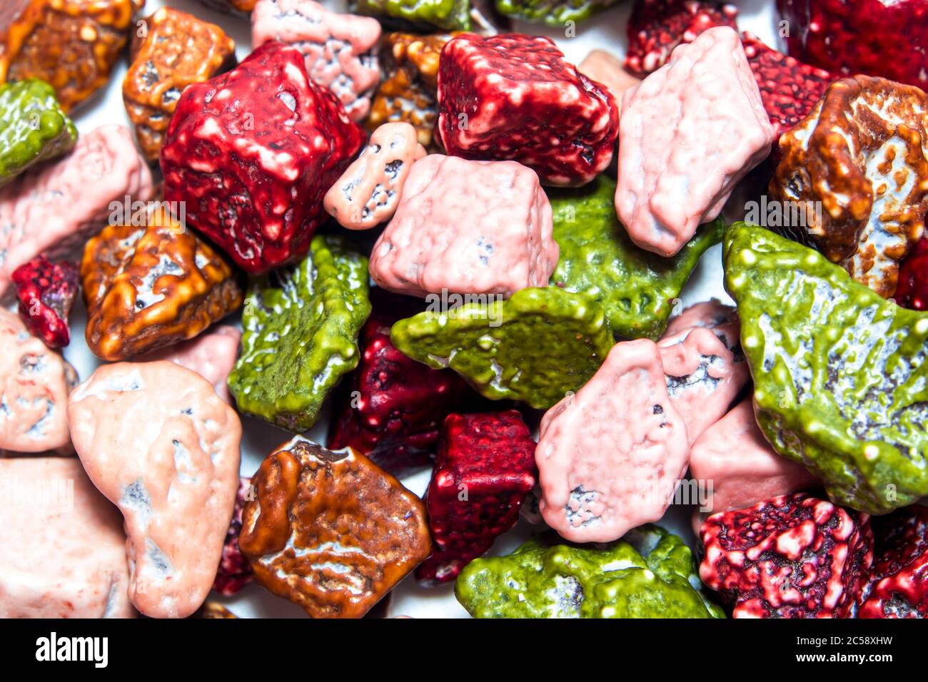 Colorful of sugar-coated chocolate candy which has The shape imitate ...