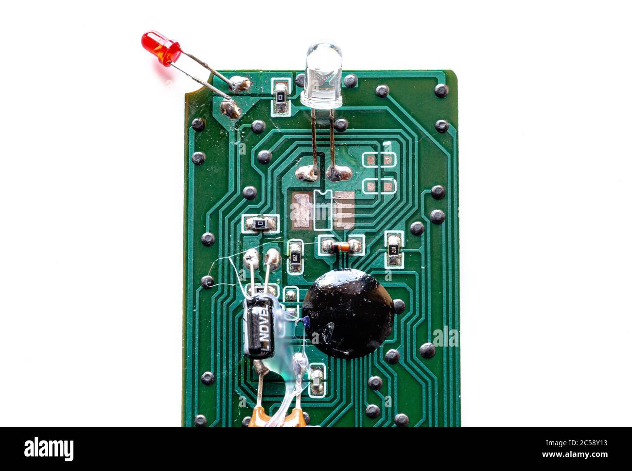 Electronic board with diodes. Solder electronic components. Part of the ...