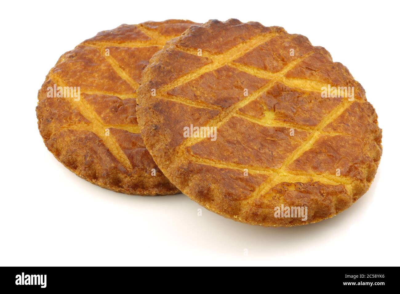 traditional Dutch cake called "boterkoek" on a white background Stock ...