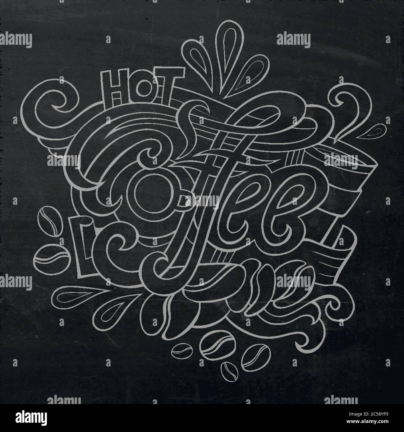 Vector coffee hand lettering chalkboard illustration Stock Vector Image ...