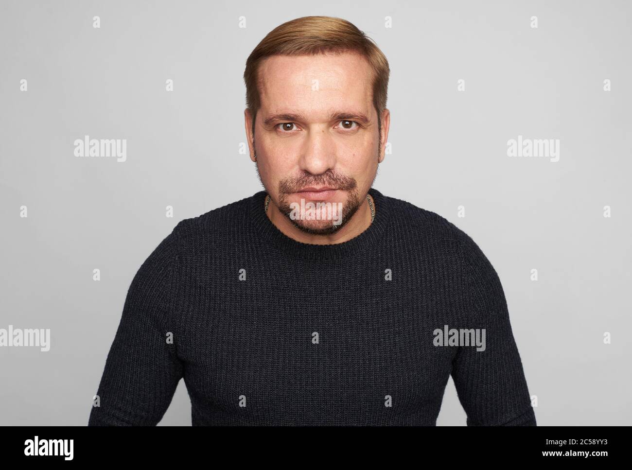Bearded man studio portrait. Isolated on grey studio background Stock ...