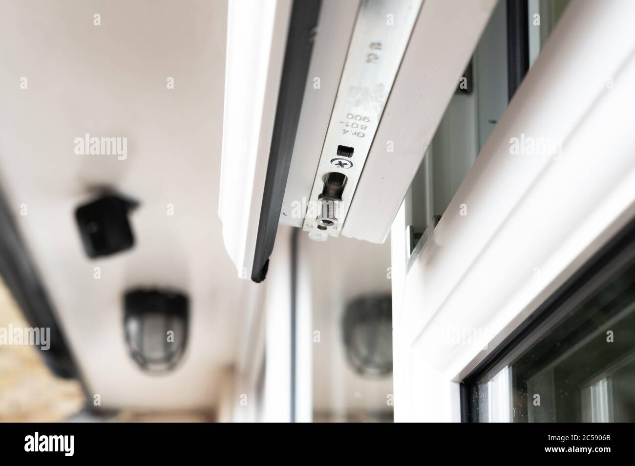 Close-up of a newly installed, high security double glazing window ...