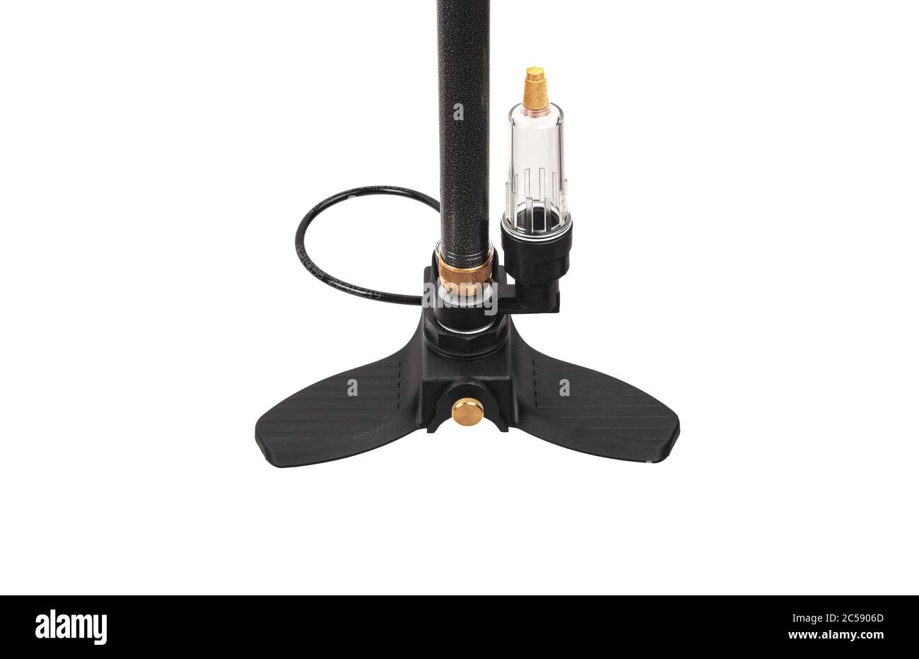 Bicycle hand pump with pressure sensor isolate on a white background ...