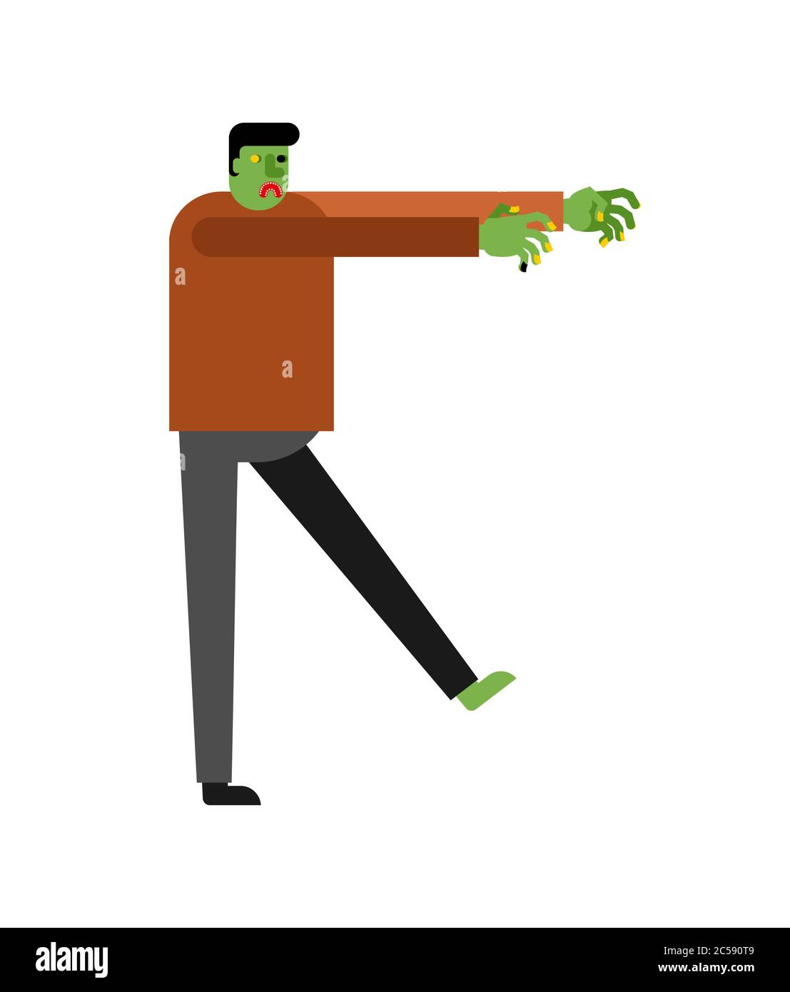 Zombie cartoon isolated. Green dead man vector illustration Stock ...