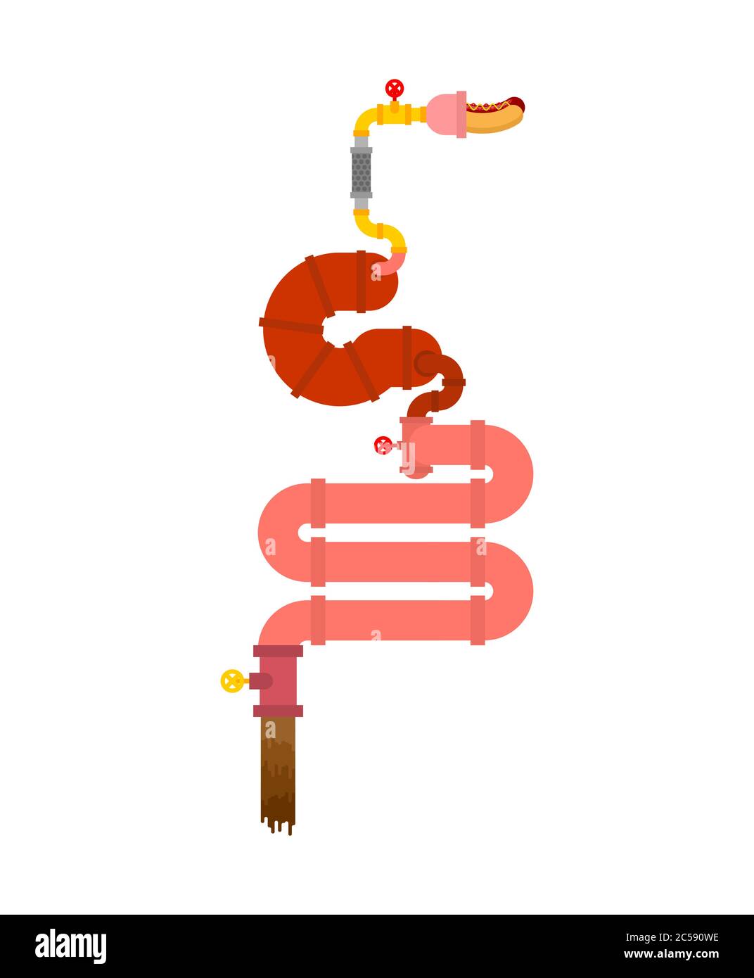 Metal stomach and intestines. Robotic internal organ. Iron digestive ...