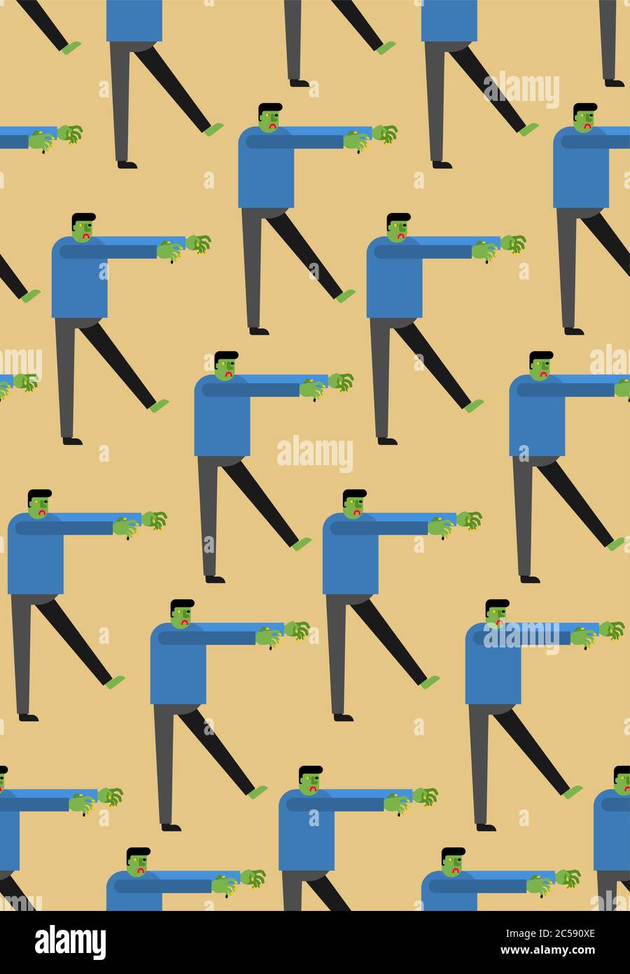 Zombie pattern seamless. Green dead man background. vector illustration ...