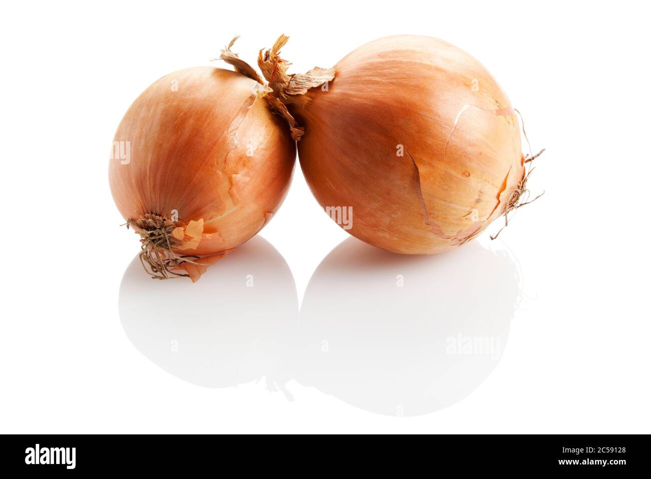 two onions isolated on white background Stock Photo - Alamy