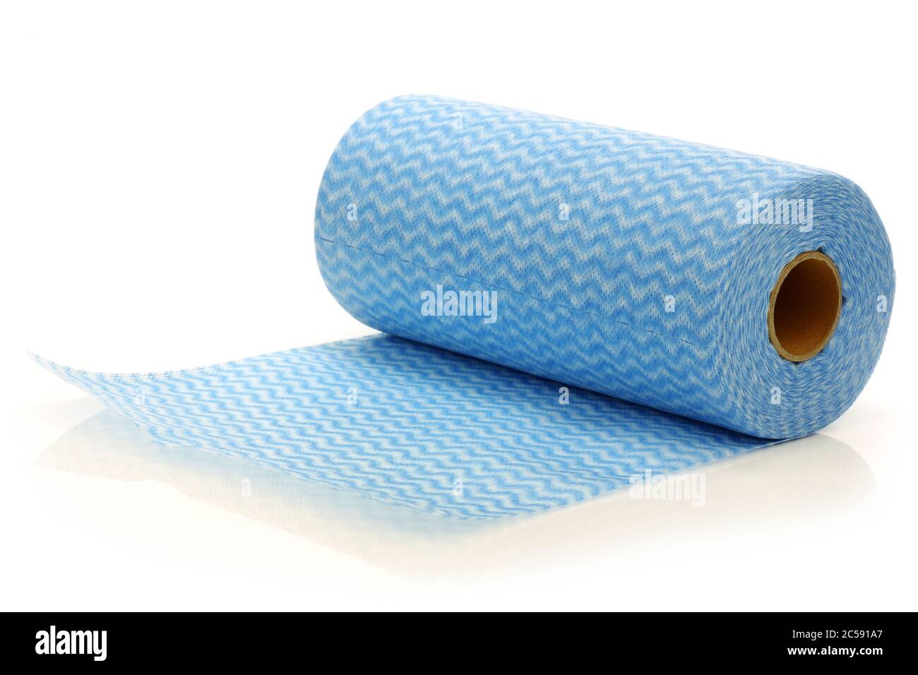 blue roll of water absorbing tissues on a white background Stock Photo ...