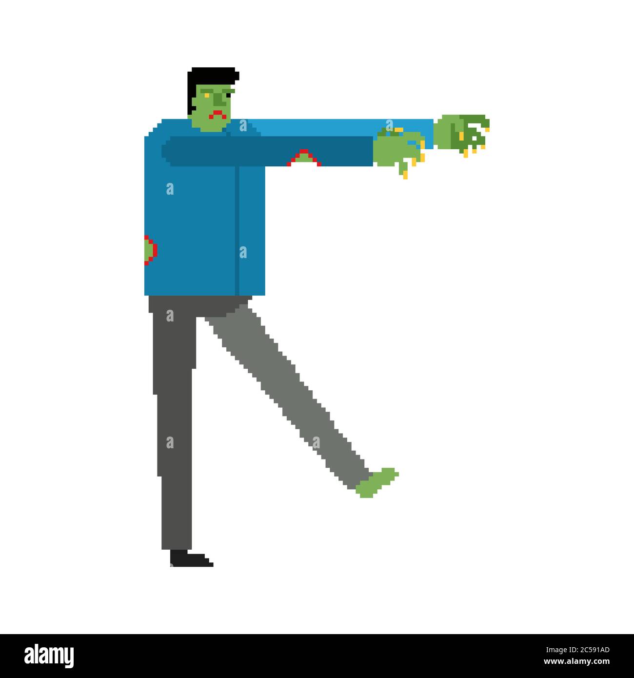 Zombie pixel art. 8 bit Green dead man vector illustration Stock Vector ...