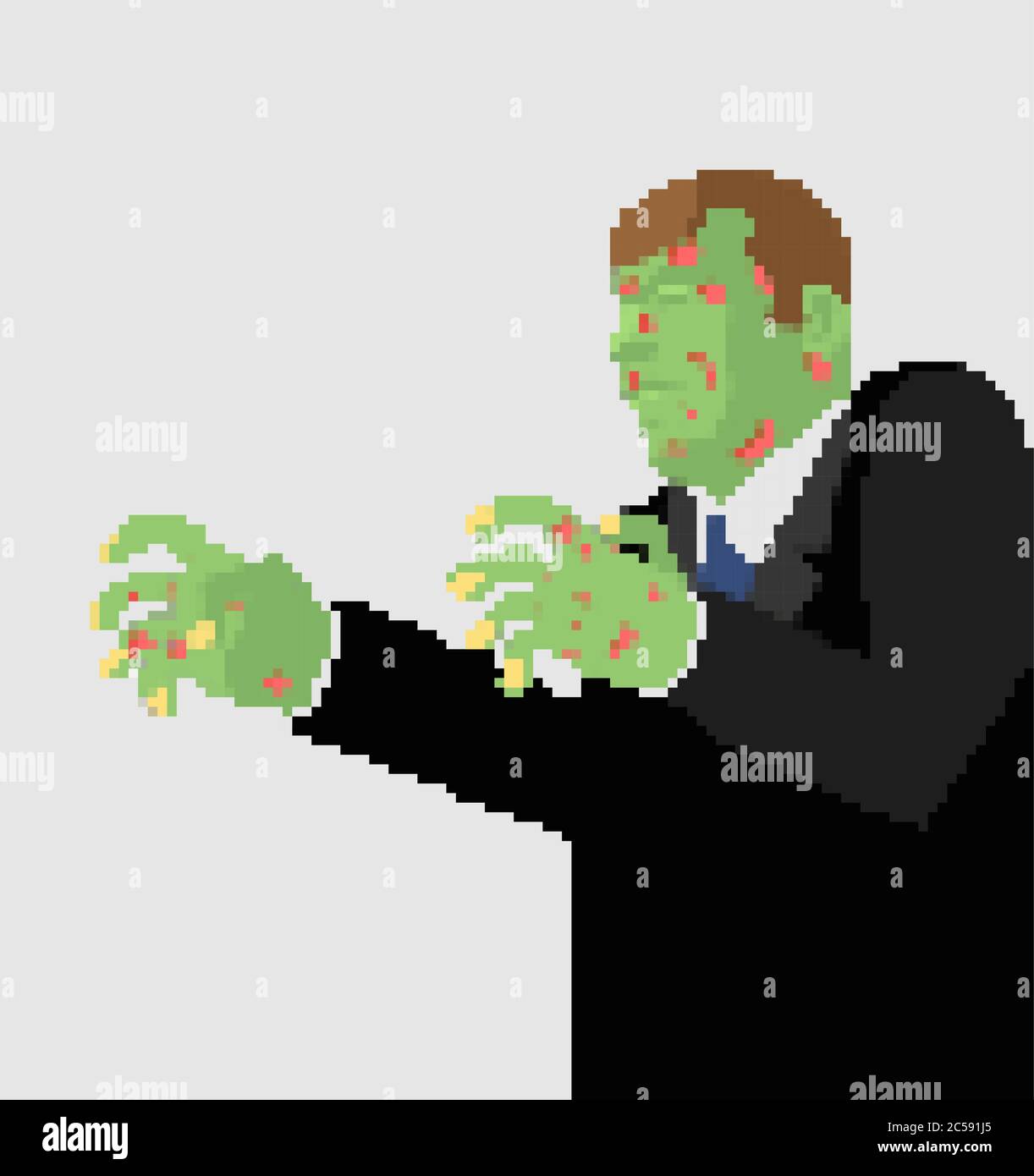 Zombie pixel art. 8 bit Green dead man vector illustration Stock Vector ...