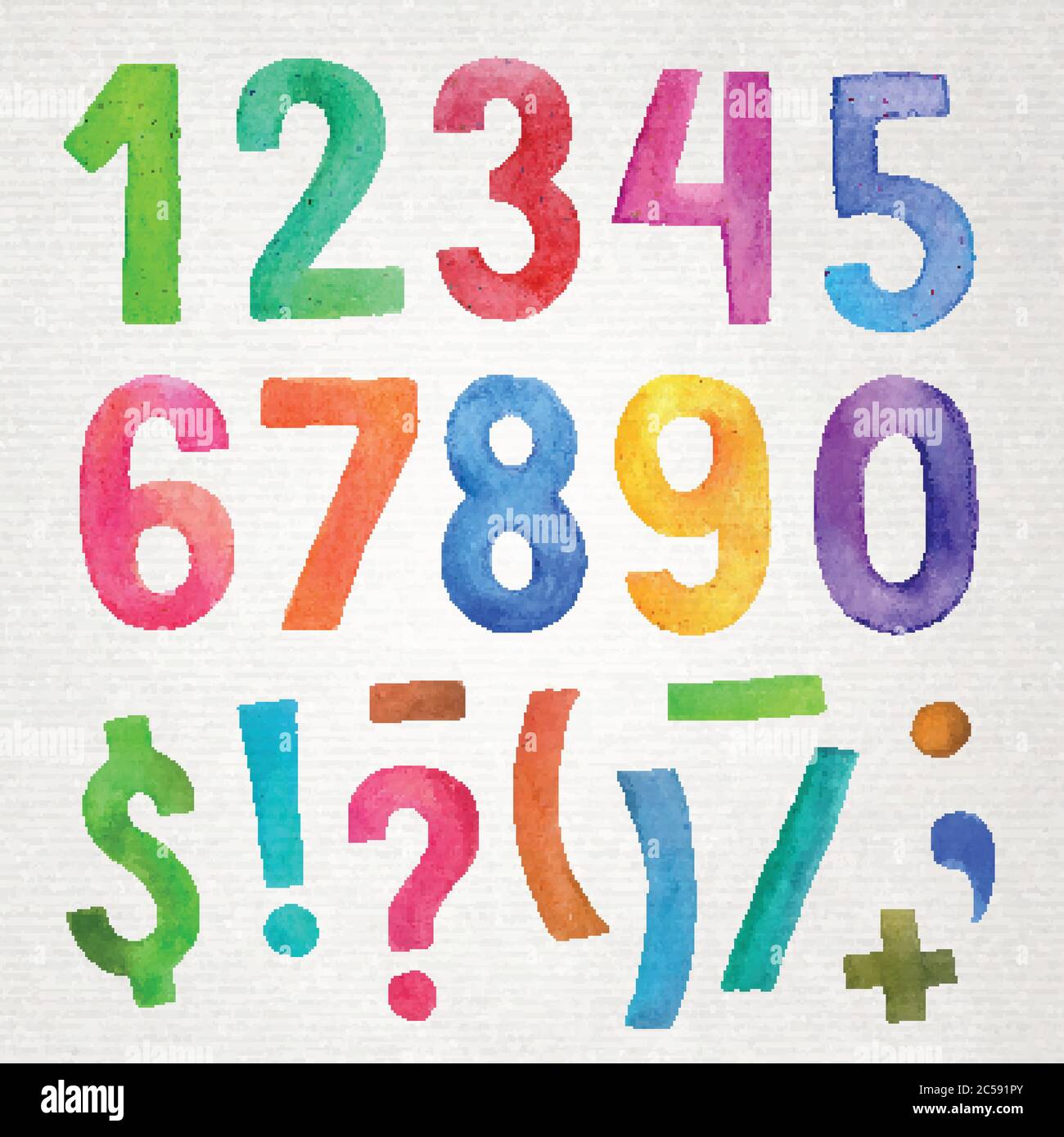 Watercolor handwritten numbers and symbols Stock Vector Image & Art - Alamy