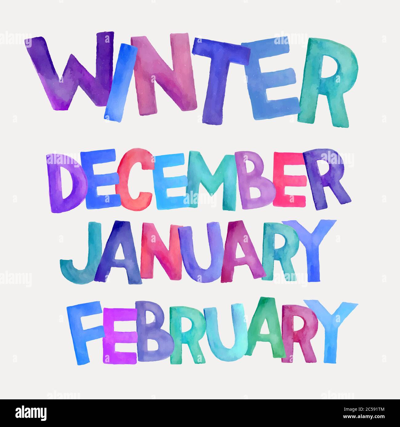 Winter season vector watercolor names Stock Vector Image & Art - Alamy