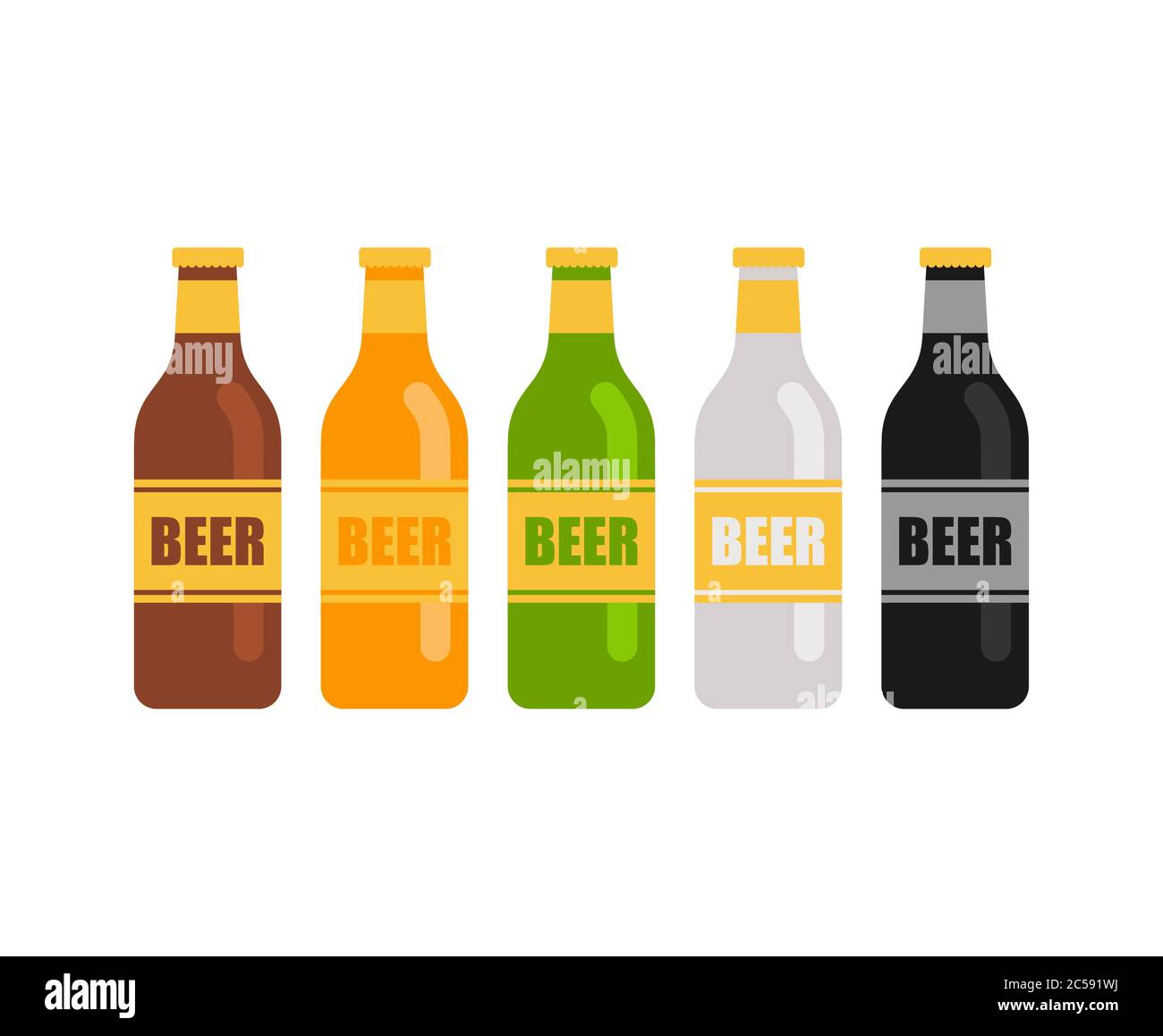 Beer bottle set of different colors. vector illustration Stock Vector ...