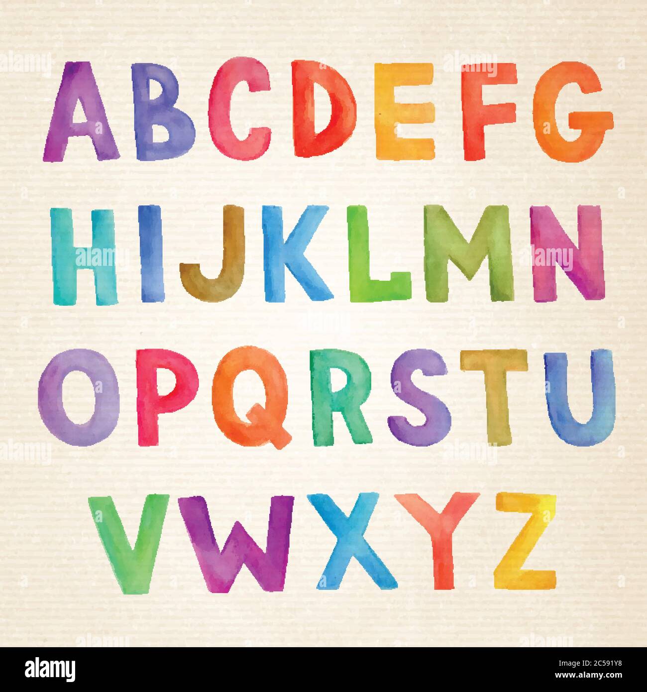 Watercolor colorful vector handwritten alphabet Stock Vector Image ...
