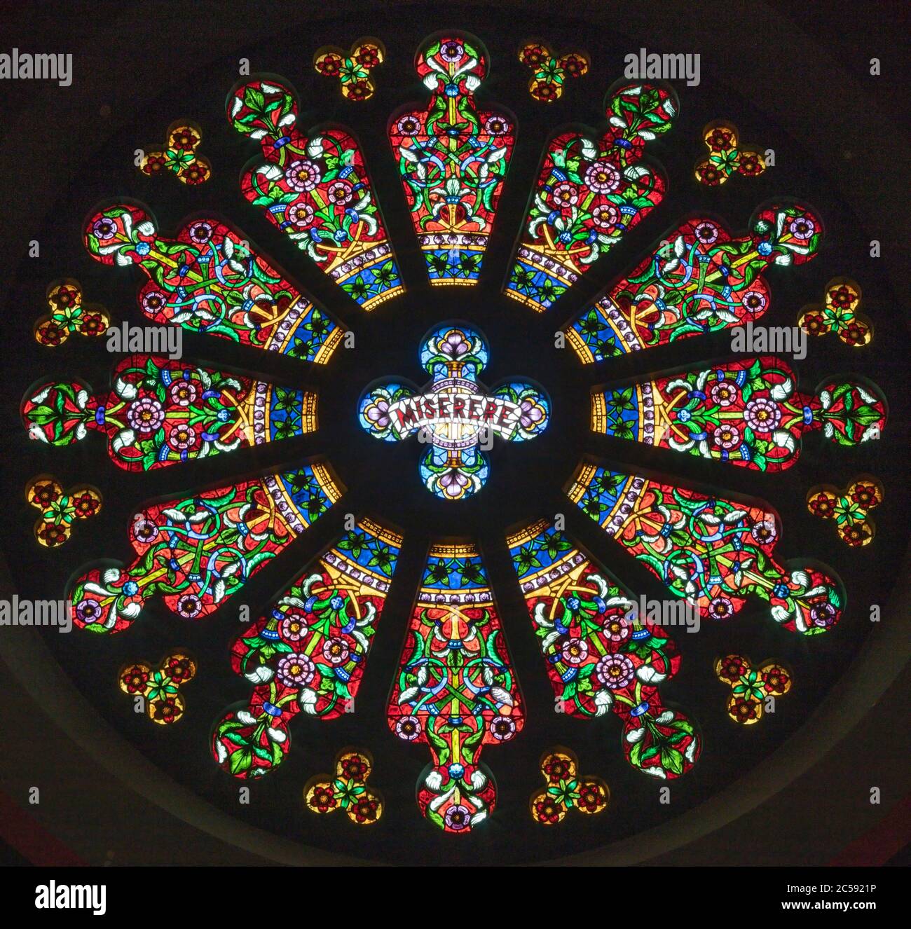 BARCELONA, SPAIN - MARCH 3, 2020: The rosette in the church Esglesia De ...