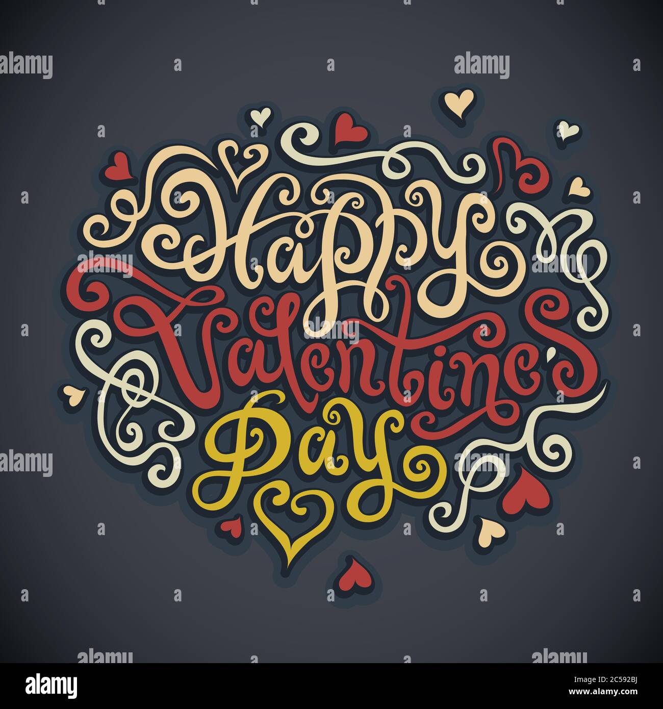 Happy Valentine's Day hand lettering - handmade calligraphy, vector ...