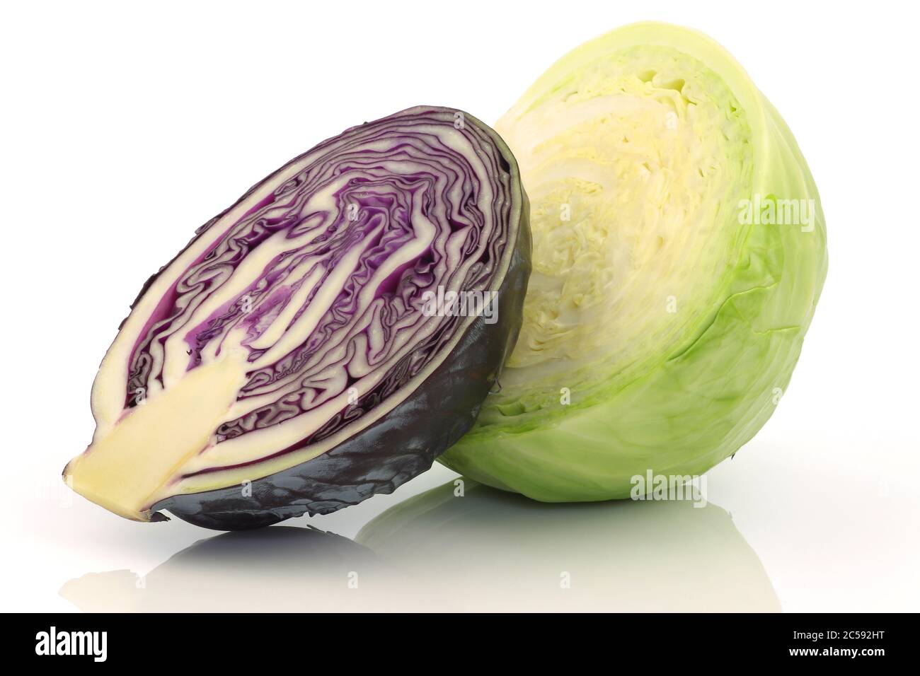 red and white cut cabbage on a white background Stock Photo - Alamy