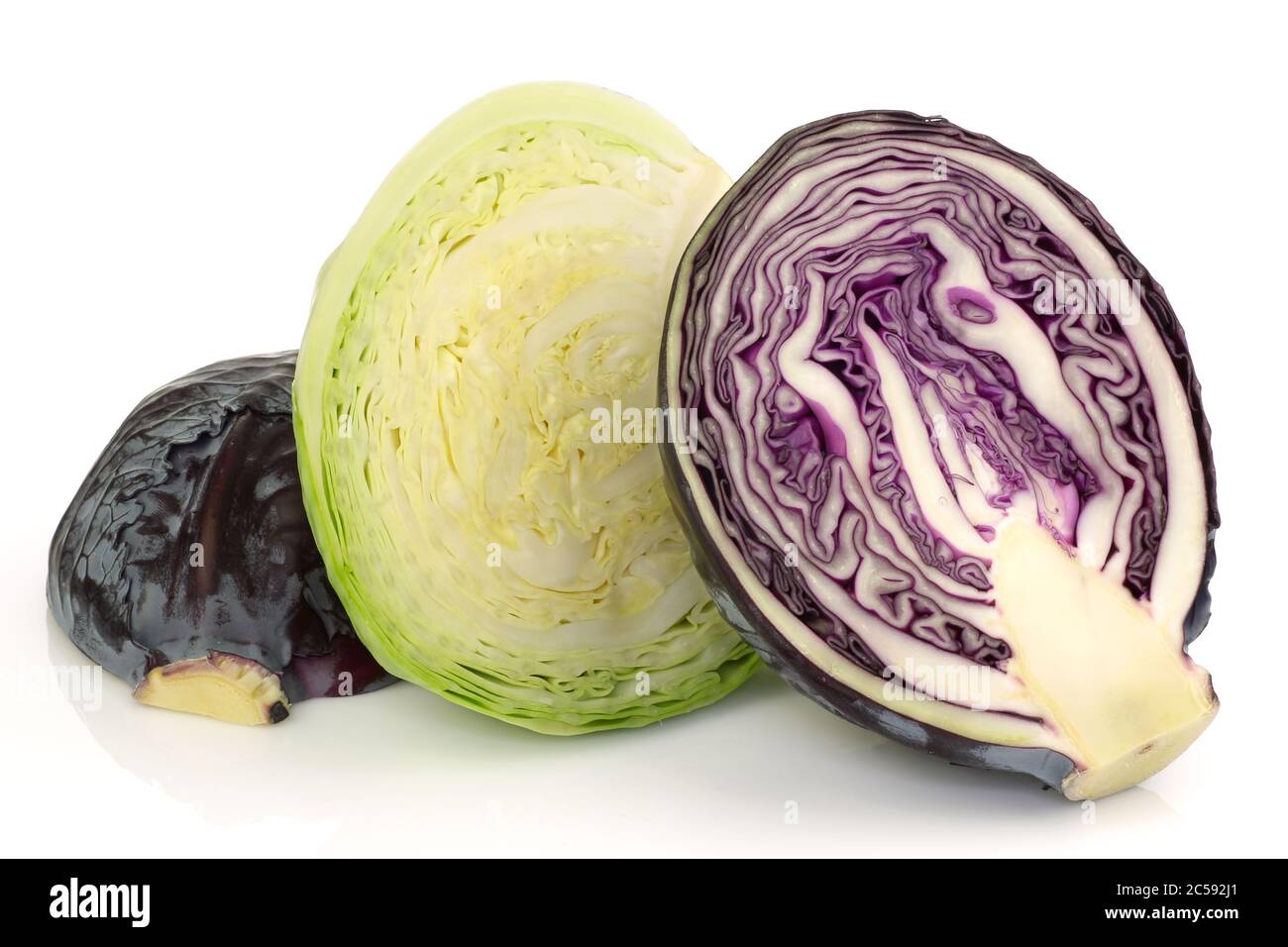 red and white cut cabbage on a white background Stock Photo - Alamy