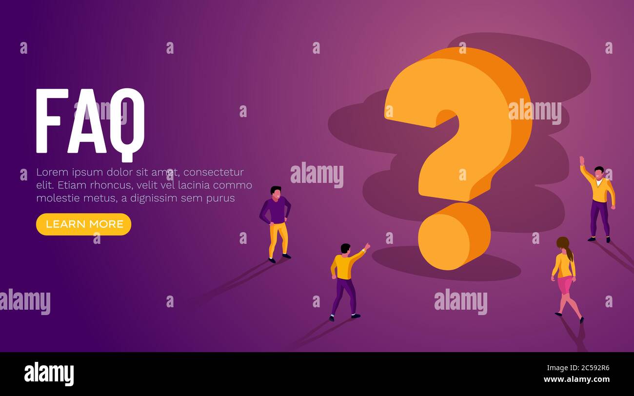 People Characters Standing near Question Marks. Women and Men Ask Questions and receive Answers ...